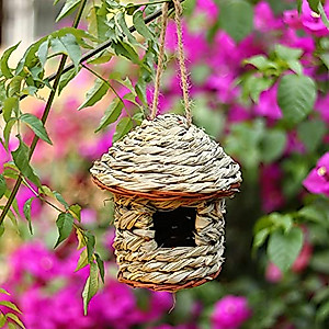 ZRFAMILY Birds Nest,Handmade Crafts Creative Straw Bird's Nest Garden Decorations M-Medium