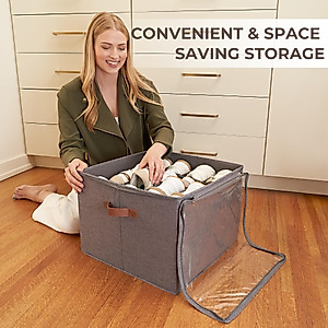 ZICOTO Beautiful Shoe Organizer For Your Closet - Spacious Linen Shoe Storage Box With Adjustable Compartments For Space Saving Storage - Quality Holder to Store Your Shoes For Easy Access