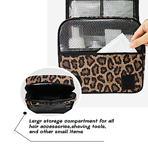 Hanging Travel Toiletry Bag Kit Makeup Case Cosmetics Organizer for Men Women leopard