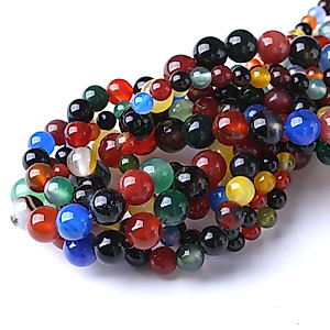 36PCS 10MM Natural Colorful Agate Stone Beads Energy Healing Beads for DIY Jewelry Bracelet Necklace Making for Jewelry Making15Inch
