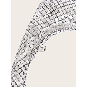 JYG Hobo Bag for Women Shiny Evening Handbag Fashion Designer Purses for Travel Vacation 2023 (Silver)