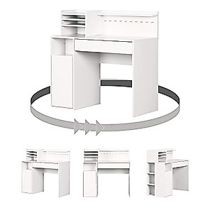 South Shore Crea Craft Table wth Hutch-Pure White