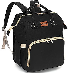 KUWANI Diaper Bag Backpack, Multifunction Travel Baby Changing Bags for Dad/Mom, Large Unisex Waterproof Diaper Backpack with Stroller Straps, Baby Registry Search(Black)
