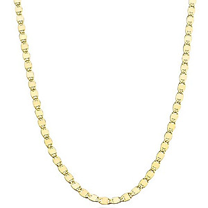 Miabella 18K Gold Over 925 Sterling Silver Italian Sparkle Mirror Link Chain Necklace for Women Teen Girls, Made in Italy (Length 20 inch)