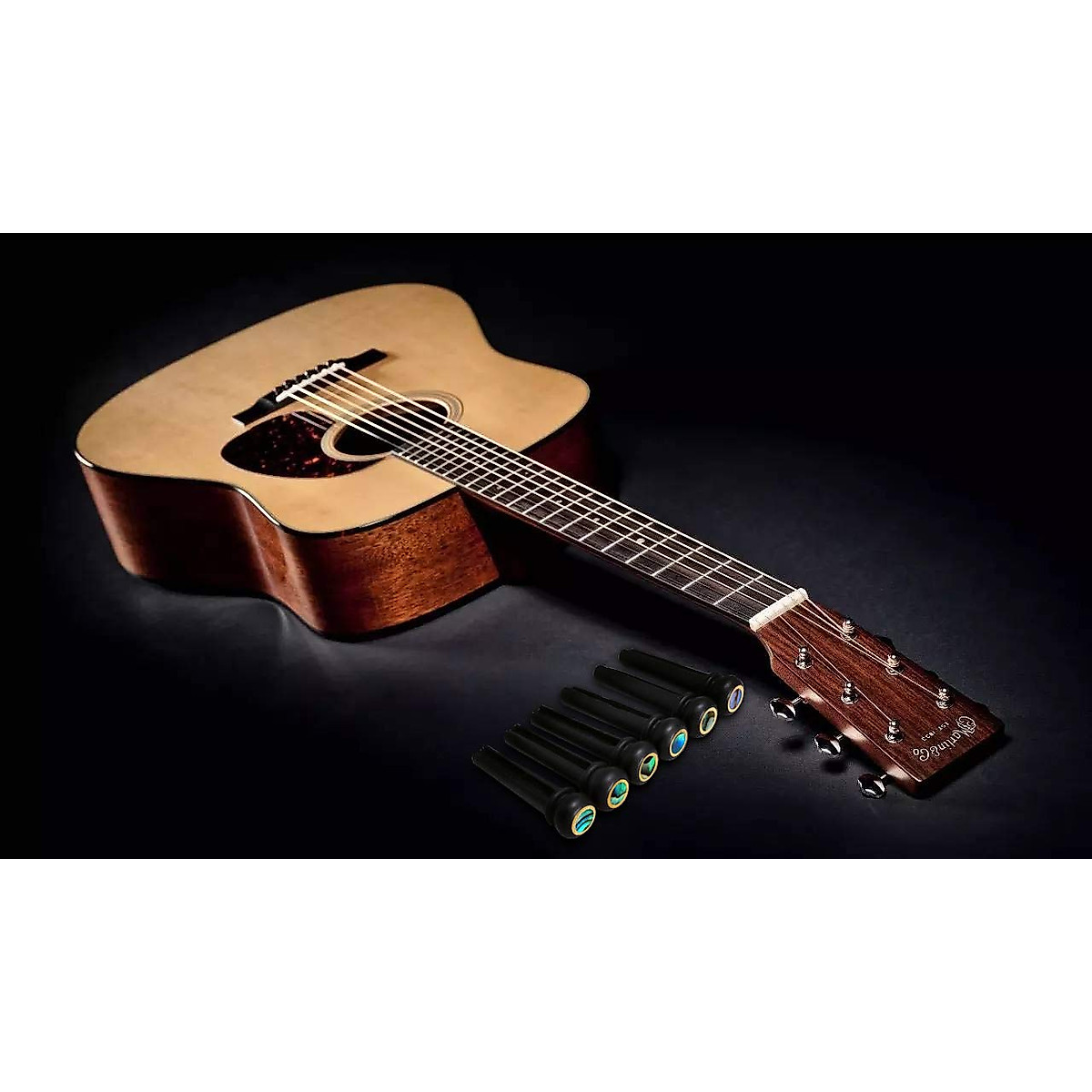 Ebony Guitar Bridge Pins Endpin Inlaid Abalone Dot Acoustic Guitar Replacement Parts Accessories