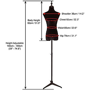 Tailors Dummy Mannequins Female Mannequin Dummy with Metal Base Stand, Adult Women Dress Form for T-Shirts/Suits/Wedding Gown, Hollow Plastic Body & Easy Install Dressform Mannequin