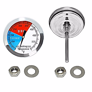 2 inch BBQ Thermometer Gauge 2 Pcs Charcoal Grill Pit Smoker Temp Gauge Grill Thermometer Replacement for Smoker Grill Wood Charcoal Pit, Grill Temp Thermometer