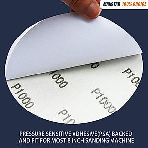 30 PCS 8-Inch Assorted PSA Aluminum Oxide Sanding Disc,NO-Hole Self Stick