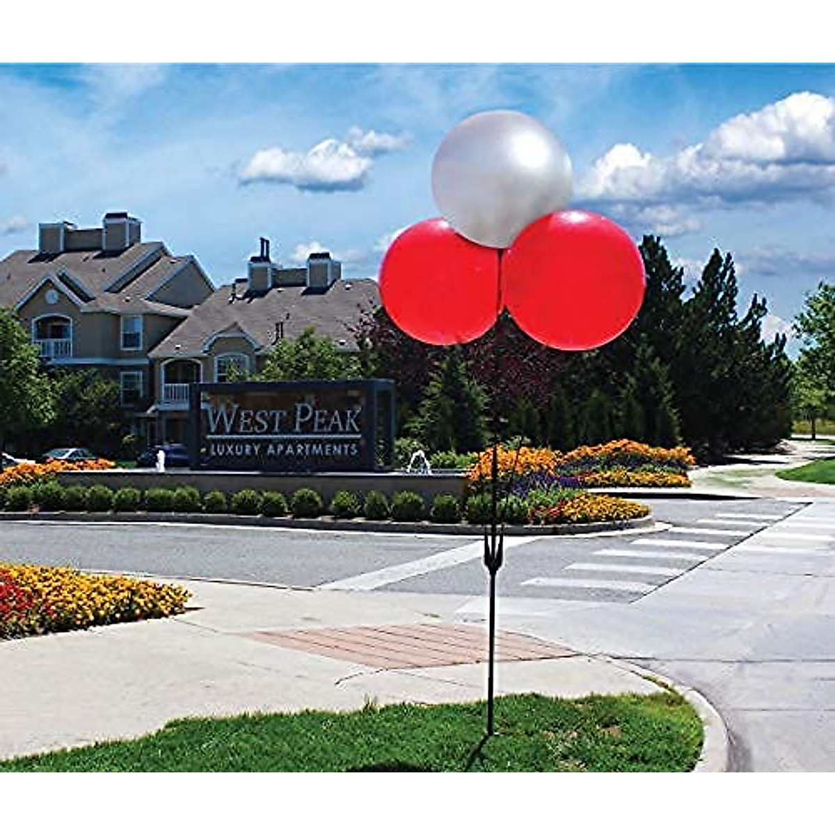 DuraBalloon - Weatherproof Reusable Balloon Triple Cluster Pole Kit - Helium Free Plastic Outdoor Balloons