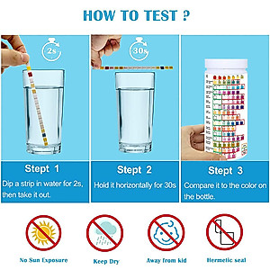 16 in 1 Water Testing Kits for Drinking Swimming Water, Well Water Test Kit for Home Tap Water Quality, Strips Testing Lead Fluoride pH Iron Chlorine Hardness and More (50)