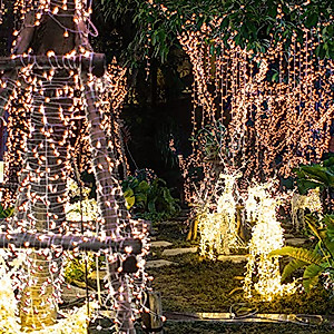 Remagr 4 Pack Halloween Solar Outdoor Lights Waterproof Each 33 ft 100 LED Fairy Light, 8 Modes Hanging Powered Star Rope Light Twinkle String for Christmas Garden Patio Yard Tree Party (Orange)