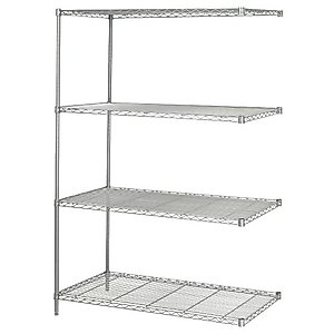Safco Products Industrial Wire Shelving Add-On Unit 48"W x 24"D x 72"H (Starter Unit and Extra Shelf Pack sold separately), Metallic Gray