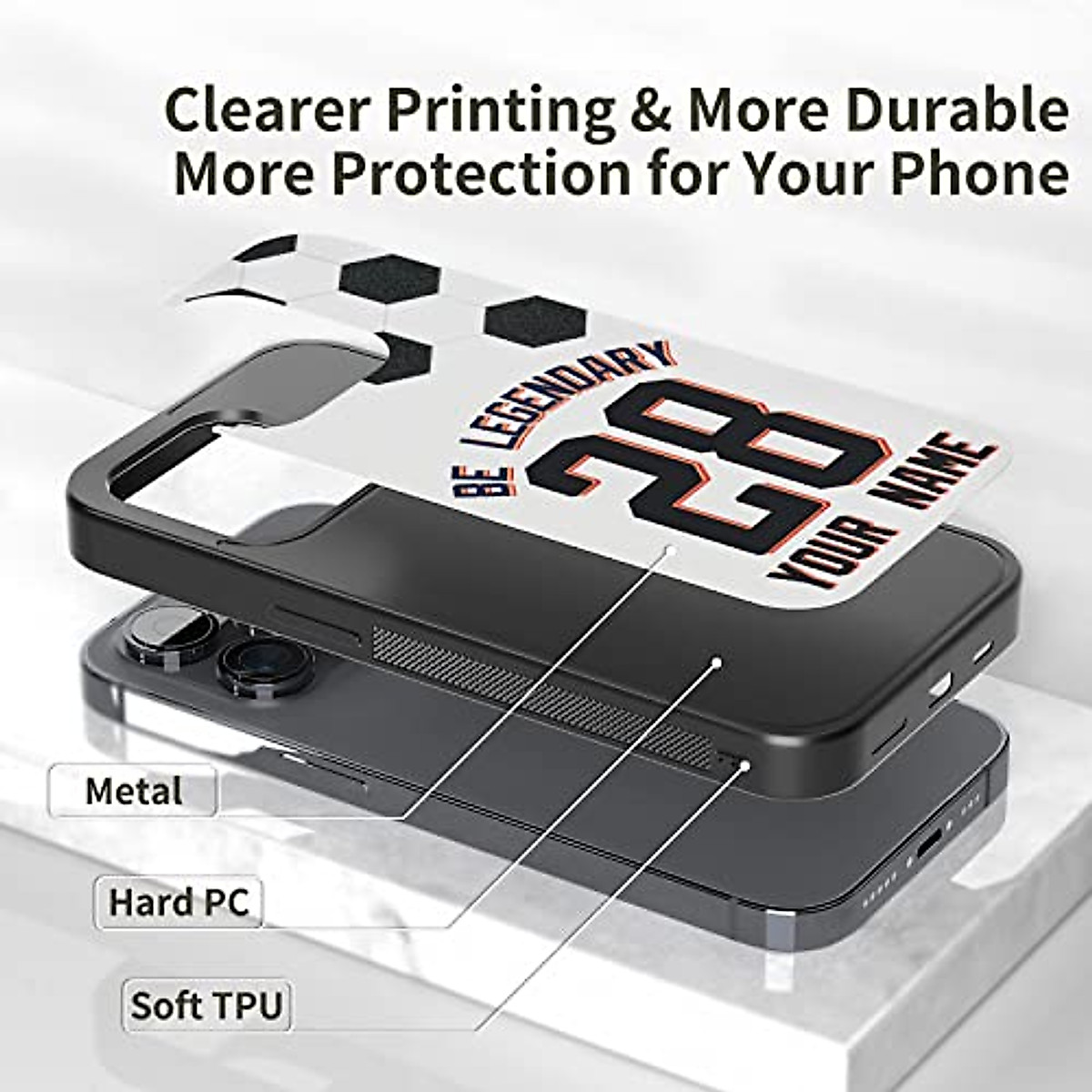 Customize Phone Cases Soccer Textures Personalized Name & Number Design for Boy and Girl Aesthetic Applicable to iPhone 11 12 13 14 Samsung S20 S21 S22 S23 Note 10 20 Pixel 4 5 6 7 Moto G Edge