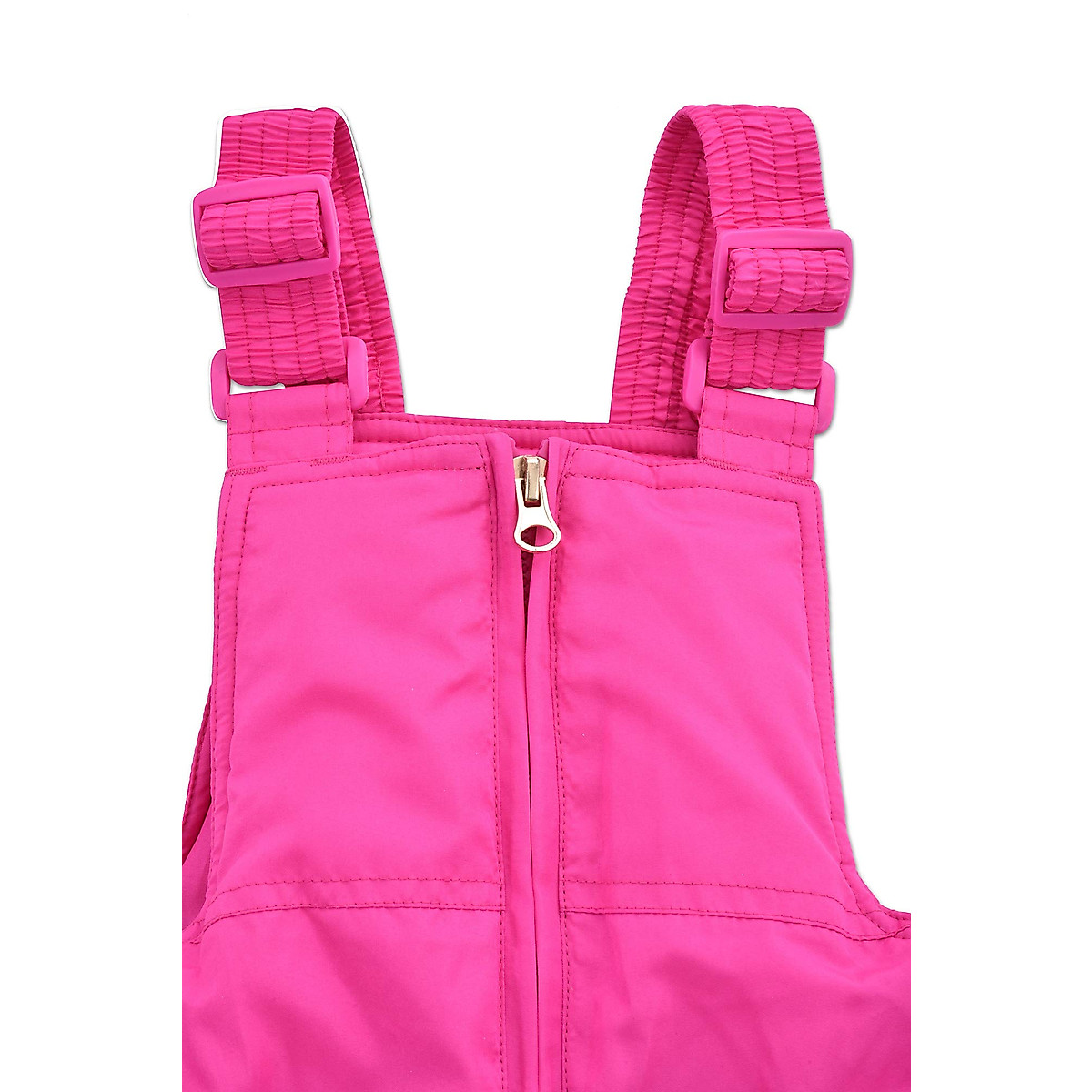 Arctic Quest Toddler Girls Metallic Rainbow Heart Print Snowsuit Fleece Lined Hooded Jacket and Bib Set, Navy Blue & Pink, 5/6