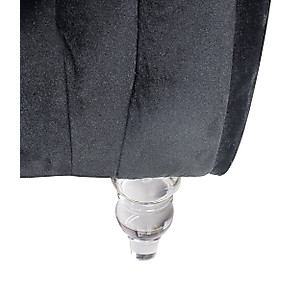 Iconic Home Kent Elegant Velvet Modern Contemporary Plush Cushion Seat Round Acrylic Feet Sofa, Grey