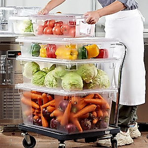 CURTA 4 Pack Food Storage Box with Lid, Clear NSF Polycarbonate Food Storage Box, 3.5 Gallon,Stackable Commercial Storage Containers for Kitchen Restaurant (18" x 12" x 6")