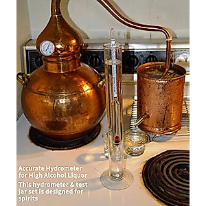 Cimalab Hydrometer Alcohol Meter, Hydrometer Alcohol 0-200 Proof and Tralle Hydrometer, Alcohol Proof Tester for Liquor/Moonshine/Proofing Distilled/Spirits/Distilled Alcohol Proof