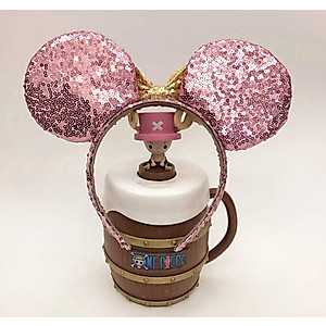 WLFY Minnie Ears Headbands Butterfly Glitter Hairband (Pink and gold)