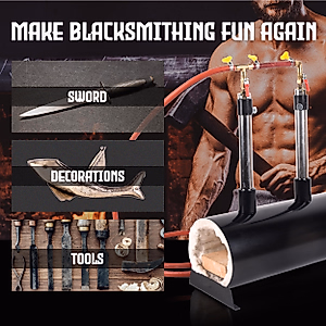 LCyindu Forge Furnace with Dual Burners, Extensive Capacity, Oval Propane Forges for Blacksmithing, Suitable for Artist Hobby Beginner Friendly DIY Knife Making Tool Farriers Furnace