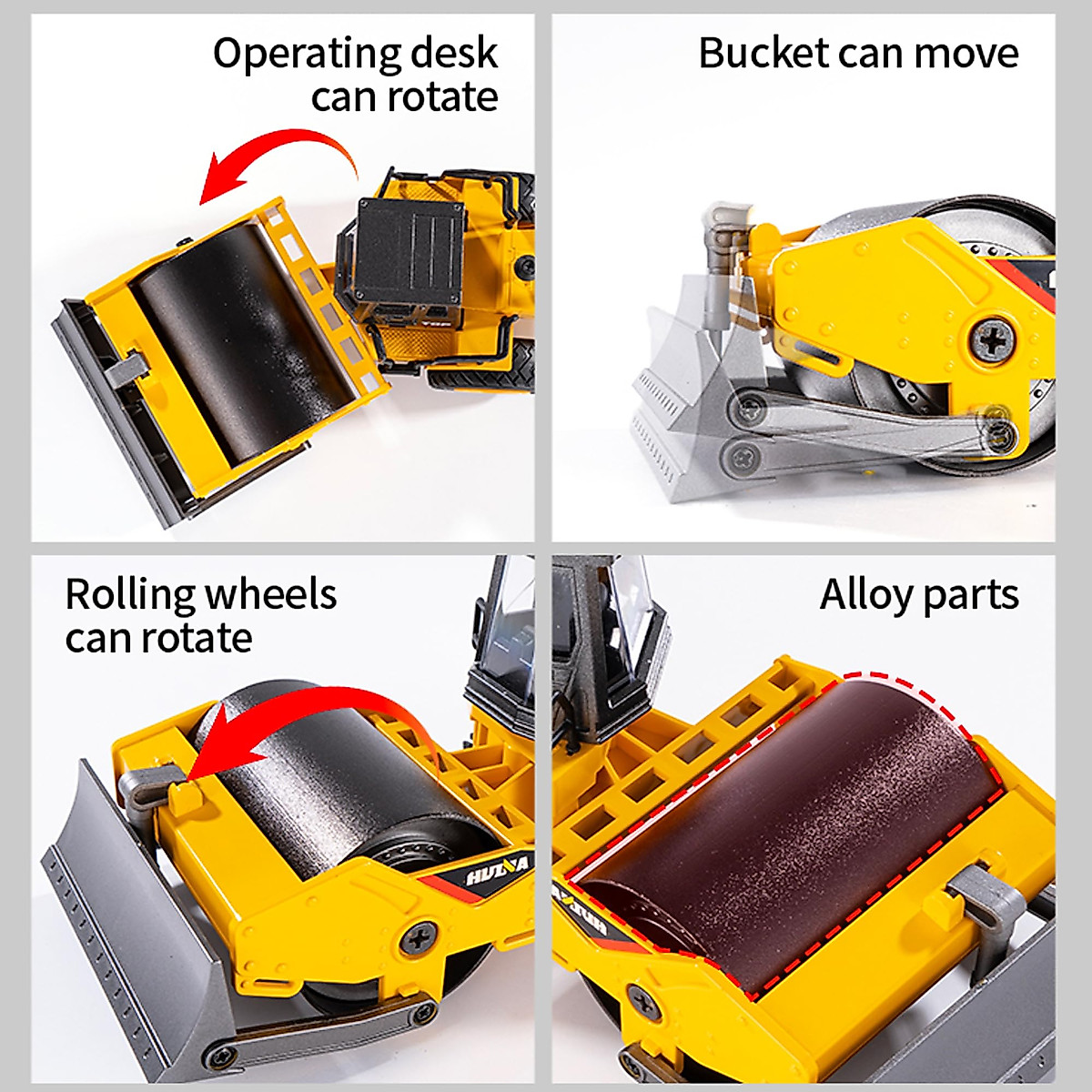 Gemini&Genius Construction Vehicle Toys 1/35 Scale Die-cast Grader Engineering Road Planer Vehicle Models Toys for Kids and Decoration for House (1-35 Road Roller)