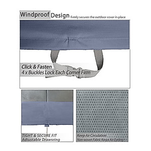 Garden Balsam Waterproof Rectangular Patio Table and Chair Cover Blue Grey 128" L X 82" D X 28" H Outdoor General Purpose Furniture Covers Patio Furniture Set Cover