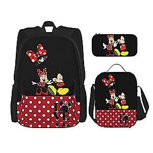 Ybovejuk 3 Piece Backpack Set Cartoon Mouse Backpack With Lunch Box Pencil Case For Women Men Durable Laptop Bag Wear Resistant Travel Hiking Camping Daypack - 9 Green 9