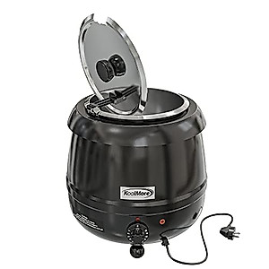 KoolMore Commercial Soup Kettle Warmer with Hinged Lid and Removable Pot Insert for Buffet, Restaurant, Party, Event, and Catering, Large 2.4 Gallon, Electric [Black] (SK-BK-3G)