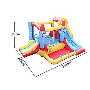 FBITE Rocket Inflatable Bounce Castle Jumper Bouncer House, Inflatable Ball Pool Slide Toss Game for Kids