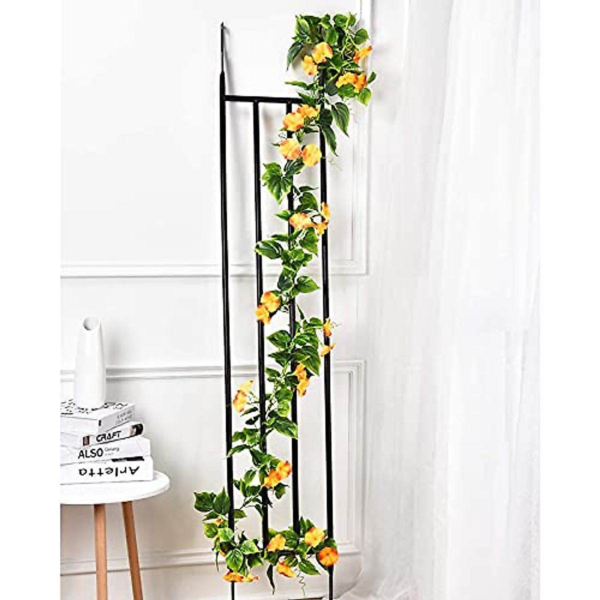 WSND 90 Inch Artificial Morning Glory Flower Vines,2PCS Flowers Hanging Green Plants Silk Garland Greenery Garland Morning Glory for Wedding Garden Wall Fence Home Decor