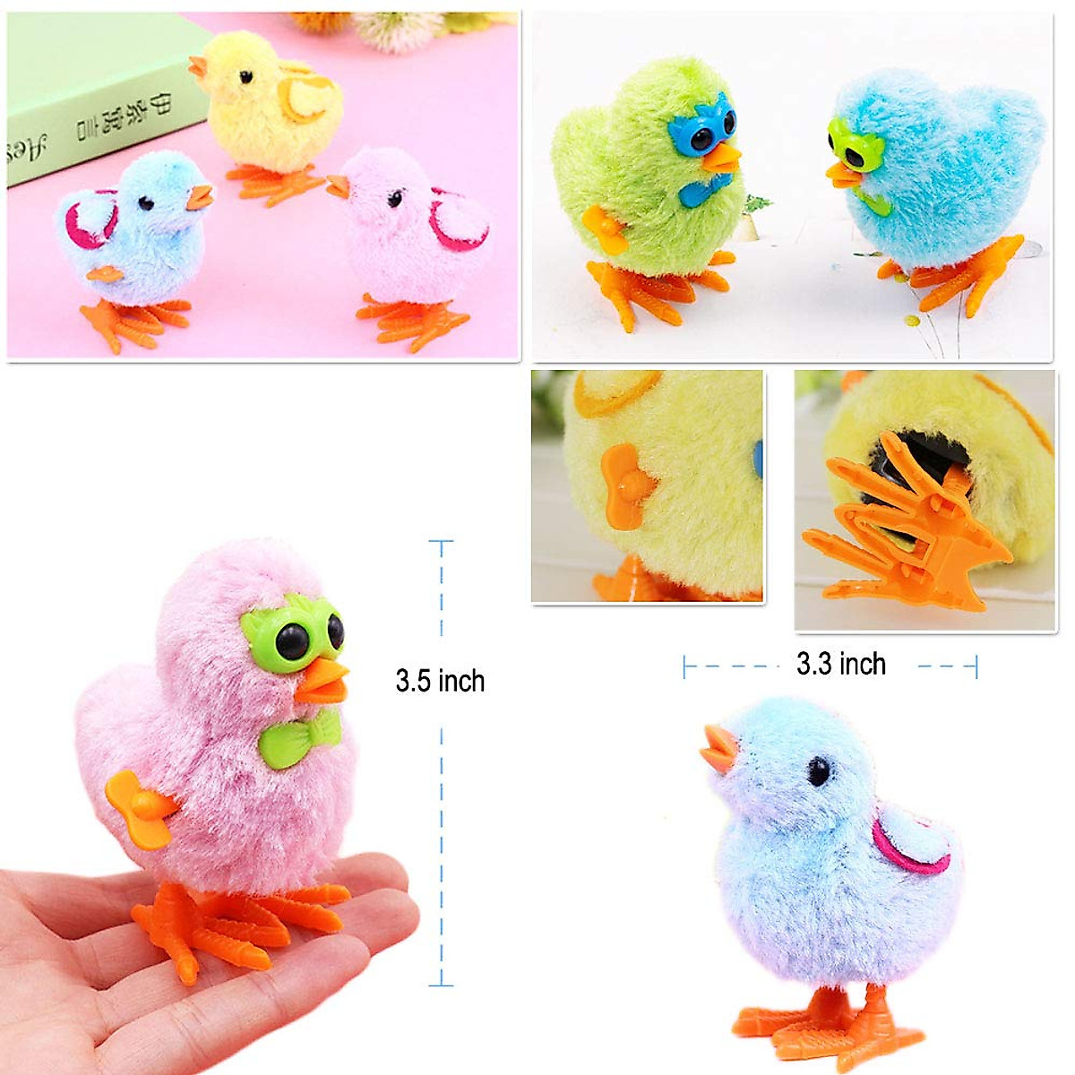 UNGLINGA Wind Up Chicks Easter Eggs Basket Stuffers Decorations for Toddler Boys Girls Kids Gift Prefilled Chicken Surprise Egg Toy Party Supplies Pack of 6
