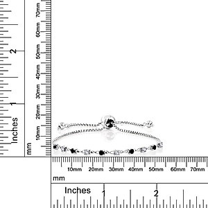 Gem Stone King 925 Sterling Silver Black Diamond and White Created Sapphire Tennis Bracelet For Women (0.58 Cttw, Fully Adjustable Up to 9 Inch)