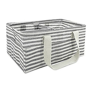 Wdesign Diaper Caddy Organizer – Large Baby Diaper Caddy with Organizing Compartments – Baby Storage Organizer for Newborn Baby Essentials – Collapsible Basket Tote Bag for Nursery, Travel (Stripe)