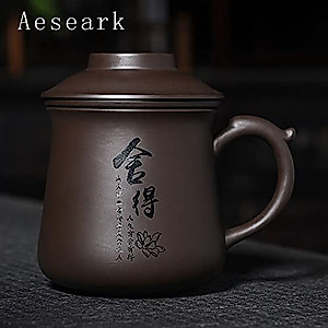 Aeseark Chinese Tea Cup Set Handmade Portable Clay Tea Cup,Ceramic Cup,Travel Tea Set Chinese-Kungfu Tea Set Coffee Mug Juice Cup,As Holiday Gifts（14.2 OZ）