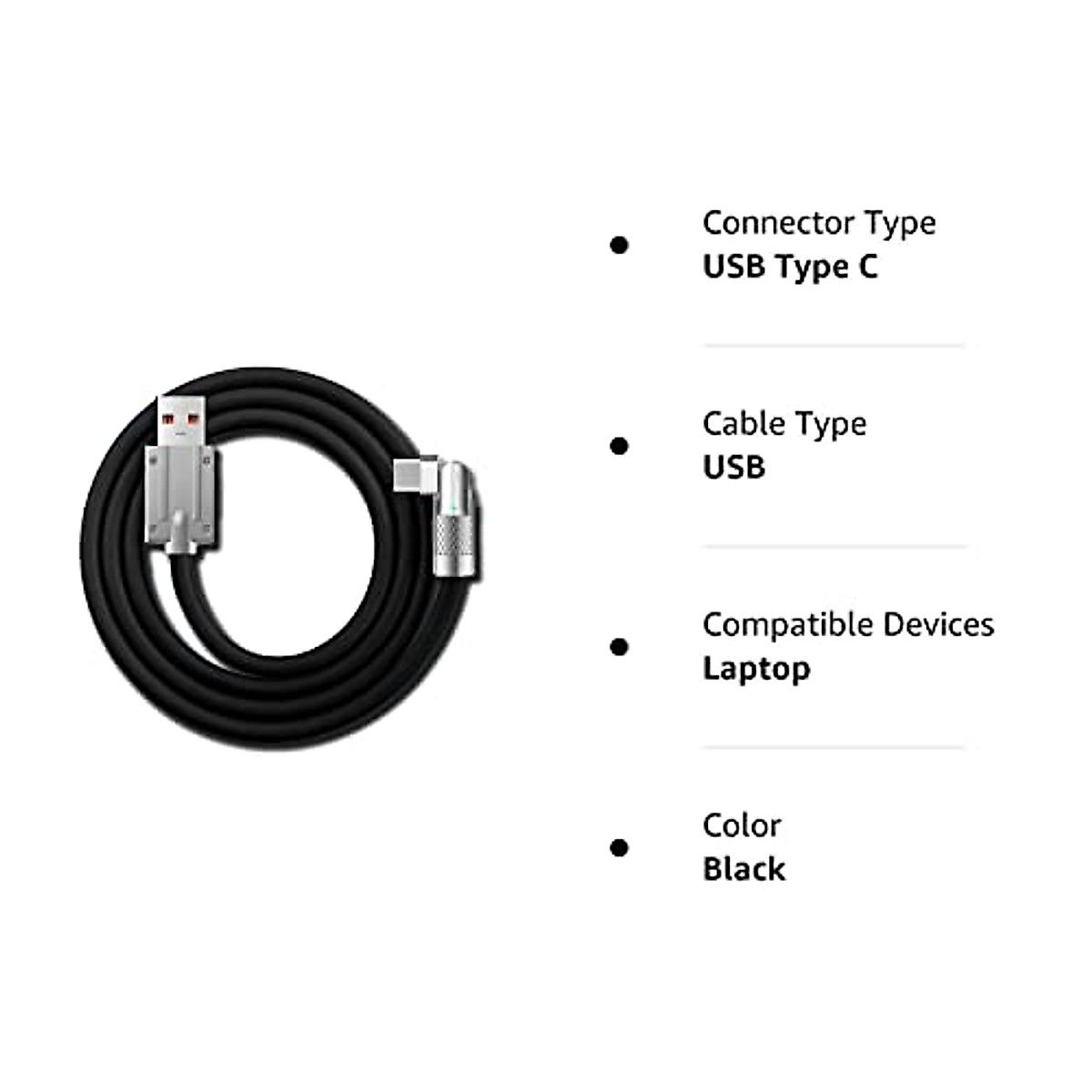 Recyphi Chubby Gamer 180° Rotating Fast Charge Cable USB to C Cord LED Flexible Rotary Connector Durable Thick Rubber Safety Charging, Laptop