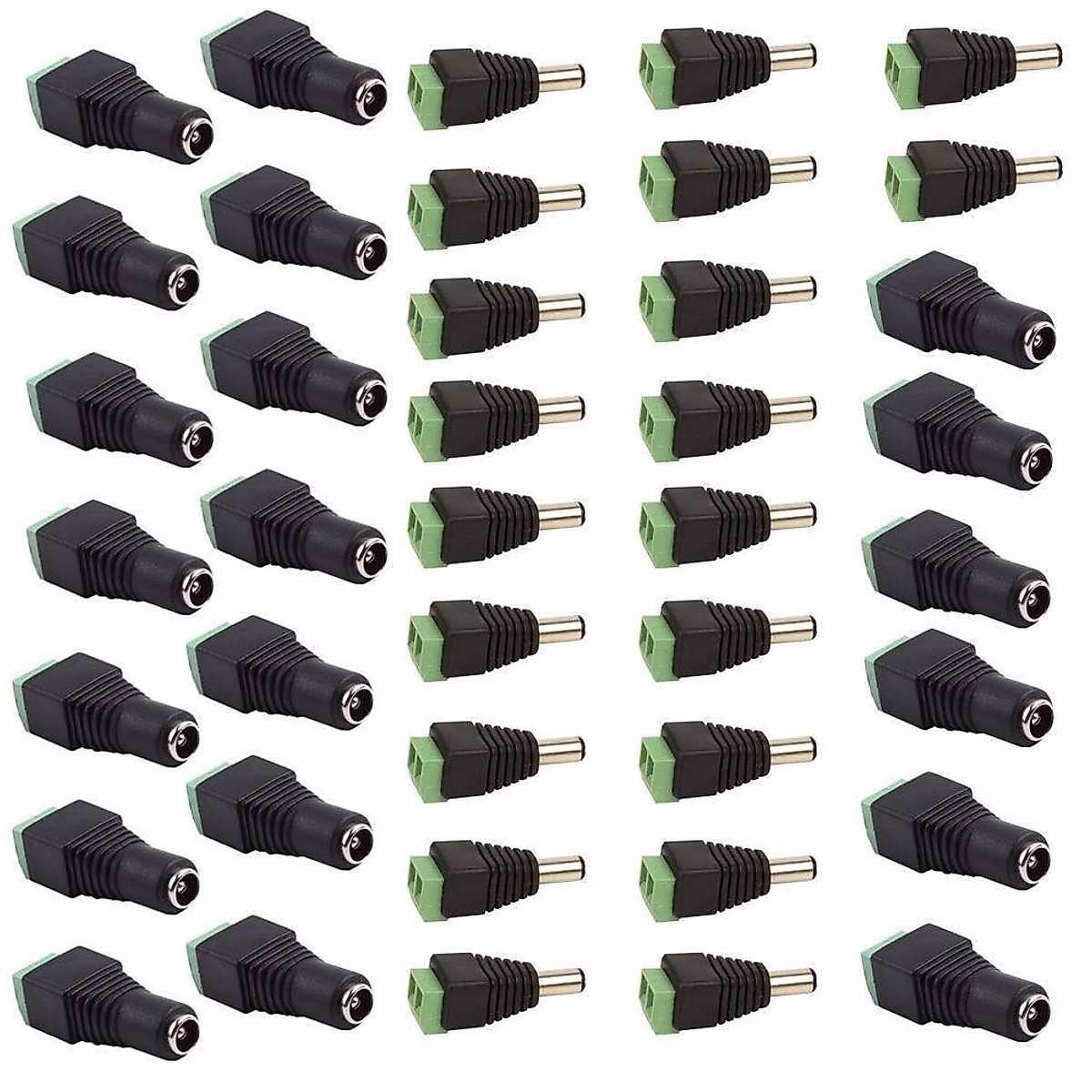 DeguangXin 20 Pairs 12V Male + Female 2.1x5.5MM DC Power Jack Plug Adapter Connector for CCTV Camera and LED Strip Light