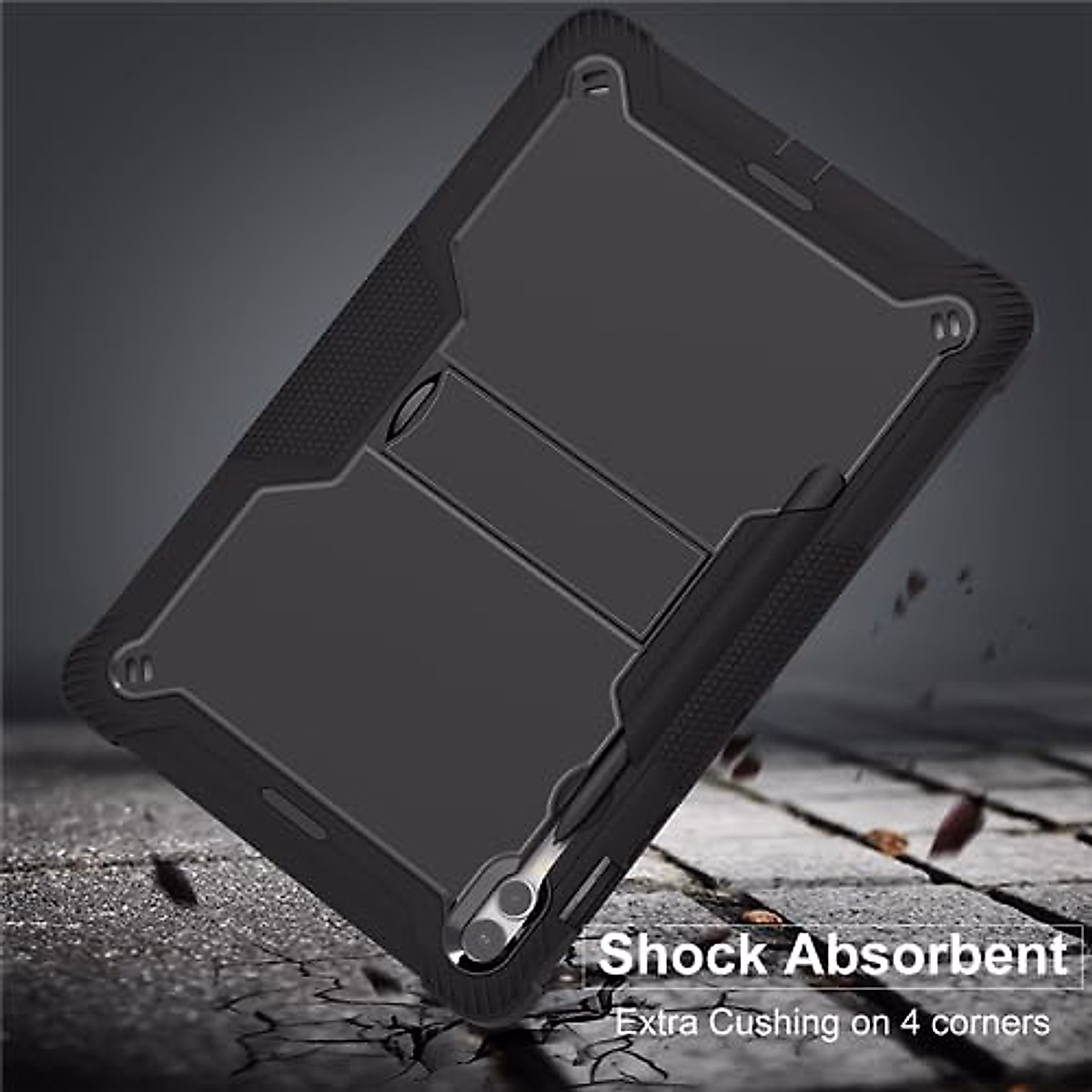 SaniMore Case for Samsung Galaxy Tab S9 Plus 12.4" Tablet 2023, Full-Body 3 Layers Rugged Kickstand Hybrid Case [Pen Holder] [Shock Absorbent] Cover for Galaxy S9+ Tablet SM-X810/X816B/X818U, Black