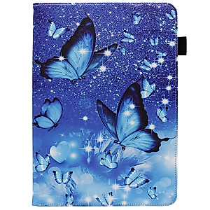 Universal 8 Inch Tablet Case, Universal 7 Inch Tablet Case, Viclowlpfe Multi-Angle Viewing Rotating Stand Wallet Case for 7.0-8.5 Inch Tablet, Blue Butterfly