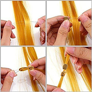 Messen 69 PCS Dreadlocks Jewelry Handemade Crystal Wire Wrapped Braids Hair Accessories Imitation Wood Beads Aluminum Hair Cuffs Coils Hair Rings Pearl Pendants for Hair Decoration (Gold)