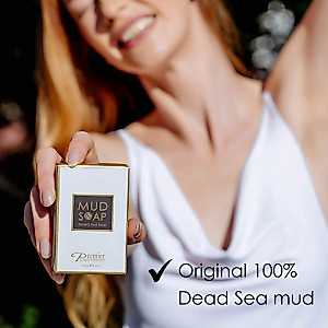 Premier Dead Sea Mineral MUD bar Natural body wash, face wash, hand soap, for all Skin Types. Therapeutic and Antibacterial, helps with Acne, Rosacea, Eczema and Psoriasis, 3.4 Oz