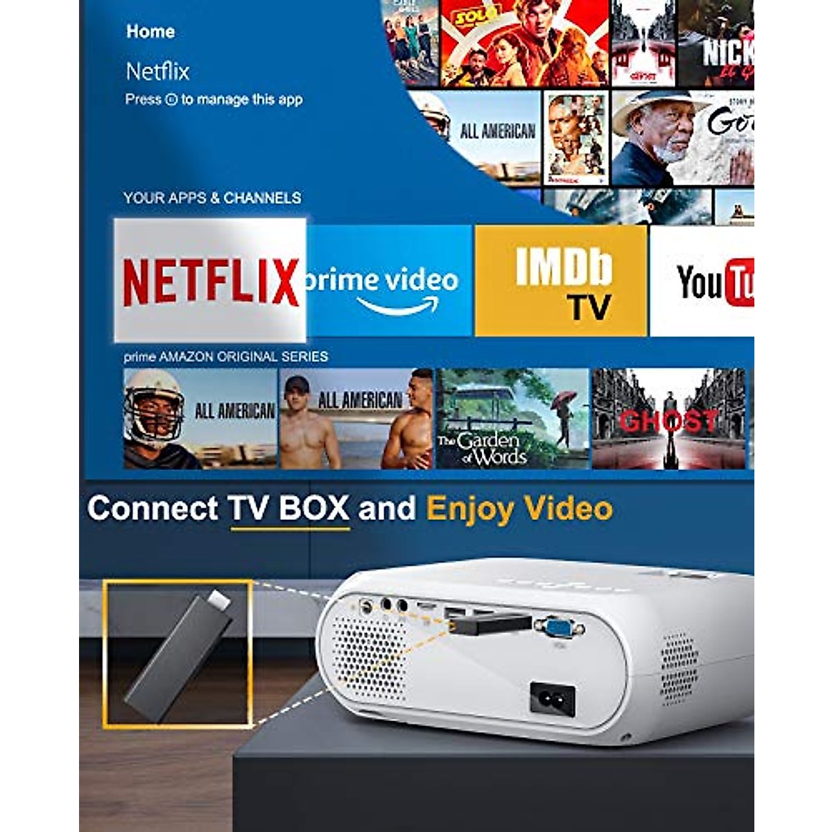 Mini Projector, ELEPHAS 2023 Upgraded Native 1080P WiFi Projector, 12000 Lux Portable Projector with Projector Screen, Movie Projector Compatible with Android/iOS/Windows/TV Stick/HDMI/USB