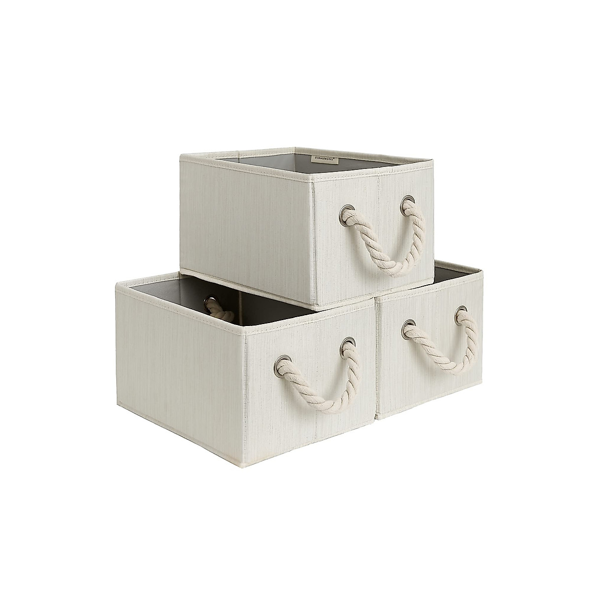 StorageWorks Closet Storage Bins with Clear Window 3 pack, Storage Baskets for Organizing, Foldable Storage Baskets for Shelves 3 pack