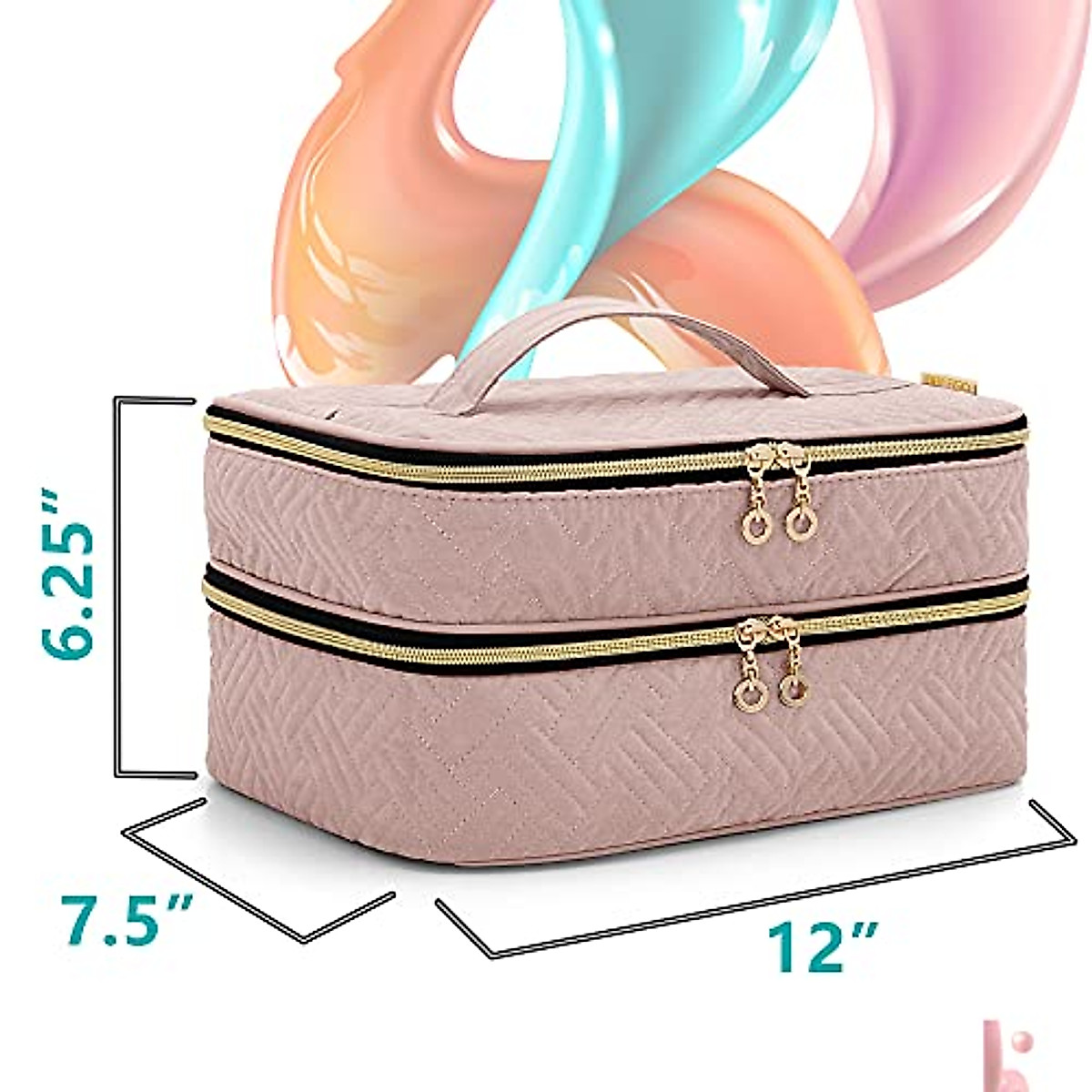 BAFASO Nail Polish Organizer Holds 40 Bottles (15ml - 0.5 fl.oz), Nail Polish Case with Manicure Tools Storage Sections (Patented Design), Pale Rose