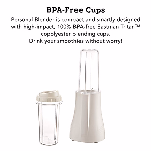 Tribest PB-250 Kitchen Grinder & Personal Blender for Shakes and Smoothies with BPA-Free Portable Blender Cups, White
