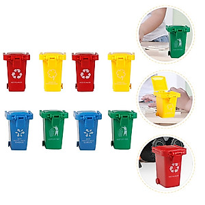 TEHAUX 8pcs Mini Trash Can Trash Can Child Toy Kid Garbage Can Toys Small Garbage Can Toys Garbage Can Kid Toy Children’s Toys Kids Toys Classification Bucket Pulley Clamshell Plastic