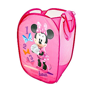 Disney Minnie Mouse Pop Up Hamper with Durable Carry Handles, 21" H x 13.5" W X 13.5" L