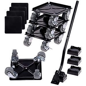 Upgraded Furniture Mover with Wheels, Craftforce Furniture Dolly & Furniture Lifter, Lockable & 360° Rotatable Steel Moving Tool for Moving Furniture Refrigerator Sofa Cabinet, 1763 lbs Capacity
