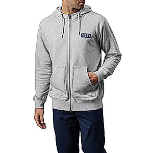 YETI Logo Badge Fleece Full Zip Hoodie, Heather Gray, Large