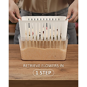 wisedry Silica Gel Flower Drying Container, One Step Retrieve Dried Flowers, 11.5''L X 7.7''W X 6''H Storage Box with Cleanup Mat, Erasable Pen & Adhesive Label (Silica Gel Crystals Not Included)