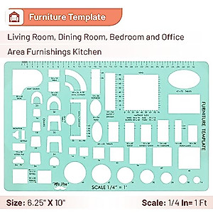 Mr. Pen- House Plan, 3 Pack, Green, Interior Design and Furniture Templates, Drafting Tools and Ruler Shapes for Architecture, Drafting Tools, Architecture Supplies, Drafting Templates