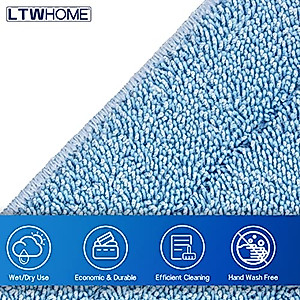 LTWHOME 24" Microfiber Commercial Mop Refill Pads in Blue Fit for Wet or Dry Floor Cleaning (Pack of 6)